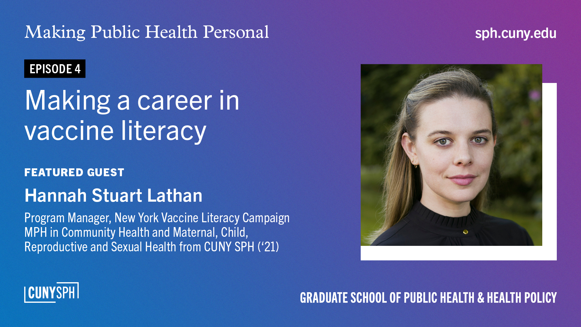 Making Public Health Personal - CUNY Graduate School of Public Health ...