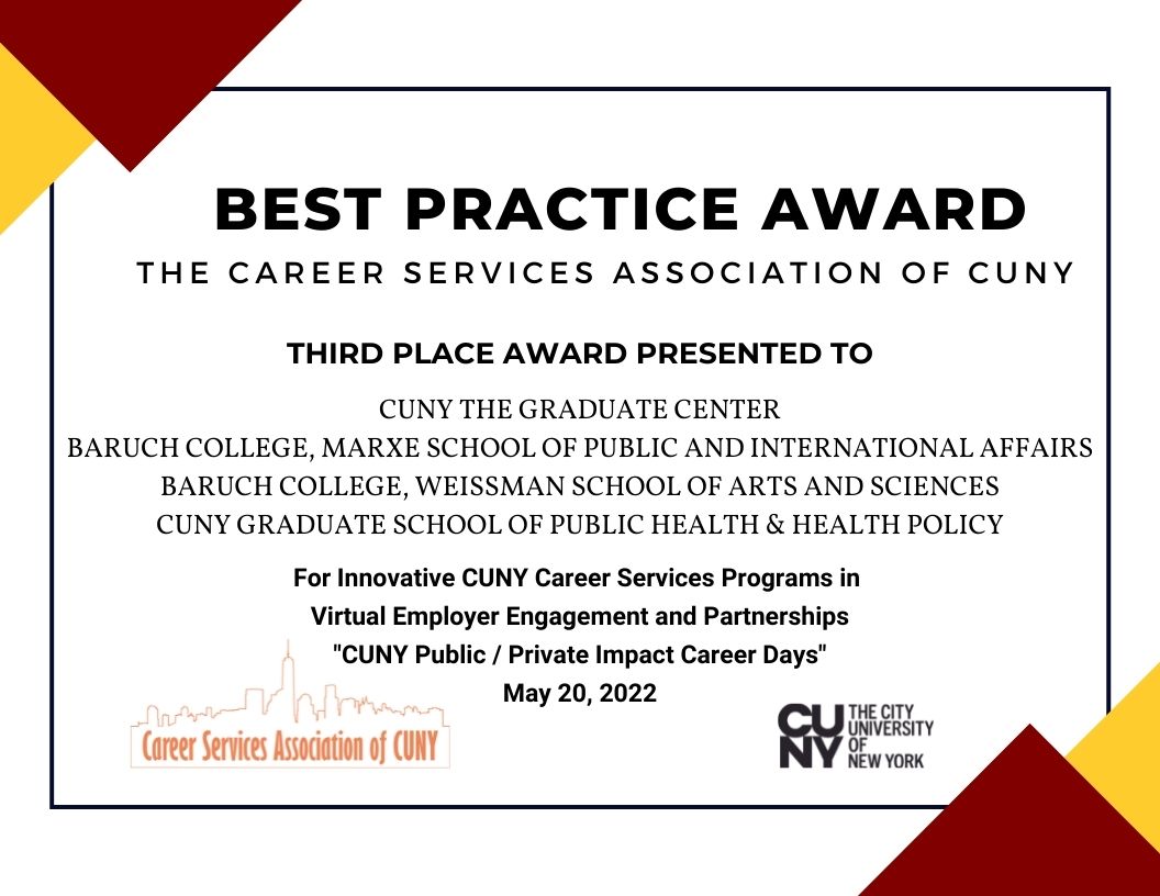 CUNY SPH honored twice at 2022 Career Services Association of CUNY ...